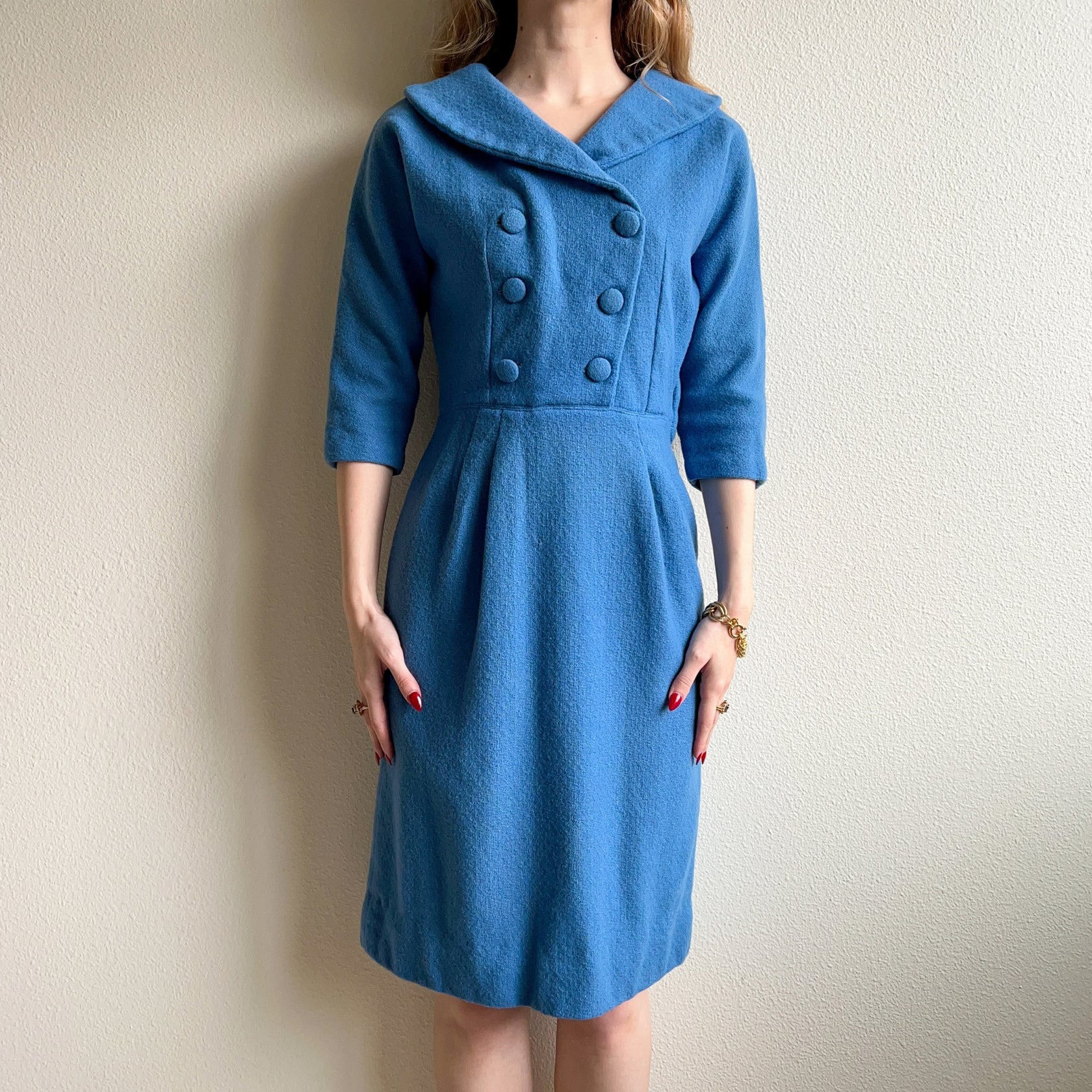 1950s Double Breasted Blue Wool Dress (S/M) – Studio Gloria Vintage
